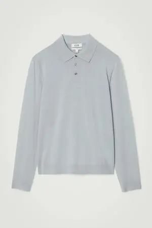 Cos Merino Wool Polo Shirt Grey