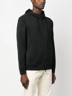 Paul & Shark Scuba-jersey Zip-up Hoodie - Black