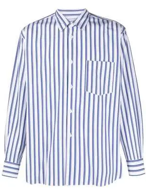 Comme Des Garçons Striped Long-sleeve Cotton Shirt - White