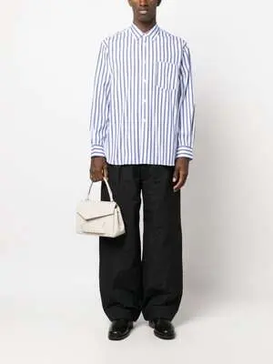Comme Des Garçons Striped Long-sleeve Cotton Shirt - White