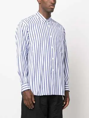 Comme Des Garçons Striped Long-sleeve Cotton Shirt - White