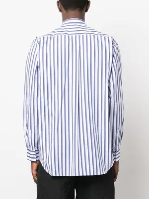Comme Des Garçons Striped Long-sleeve Cotton Shirt - White