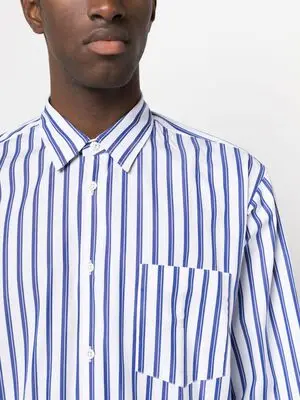 Comme Des Garçons Striped Long-sleeve Cotton Shirt - White