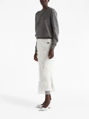 Prada Embroidered Duchesse Maxi Skirt
