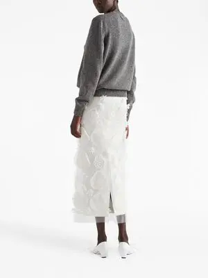 Prada Embroidered Duchesse Maxi Skirt
