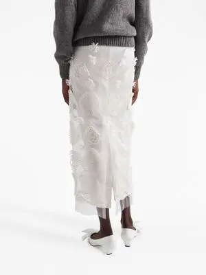 Prada Embroidered Duchesse Maxi Skirt