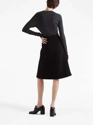 Prada Safety Pin Embellished Wool Midi Skirt