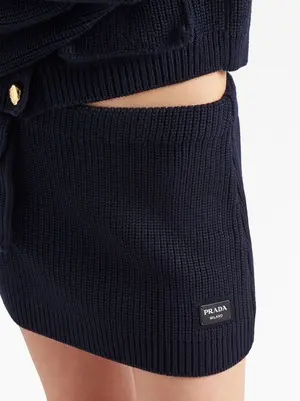 Prada Ribbed-knit Wool Miniskirt - Blue