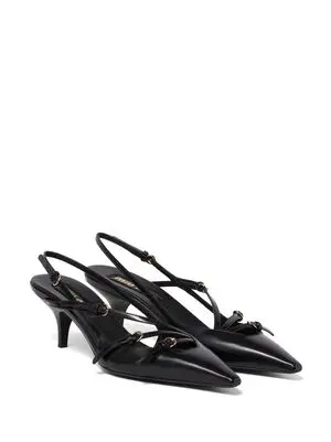 Miu Miu 55mm Buckle-embellished Slingback Pumps - Black