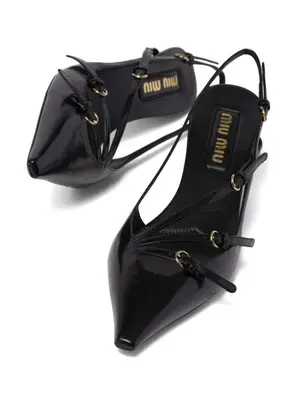 Miu Miu 55mm Buckle-embellished Slingback Pumps - Black