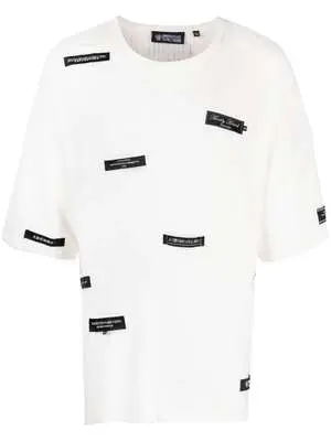 MOSTLY HEARD RARELY SEEN Logo-patches Knitted Cotton T-shirt - White