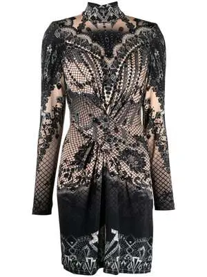 Camilla Jewellery-print Draped Dress - Black