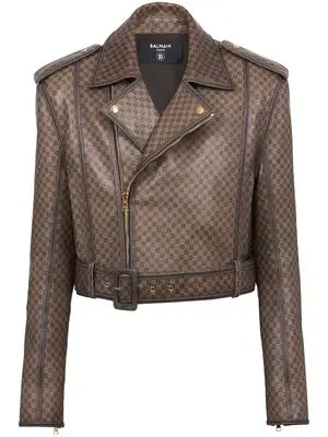 Balmain Logo-embossed Leather Jacket