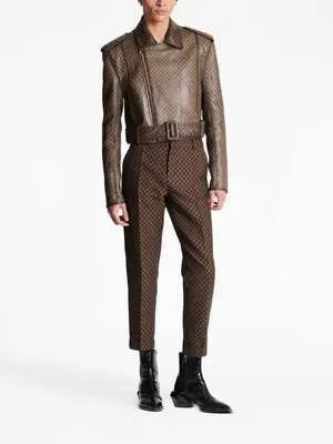 Balmain Logo-embossed Leather Jacket