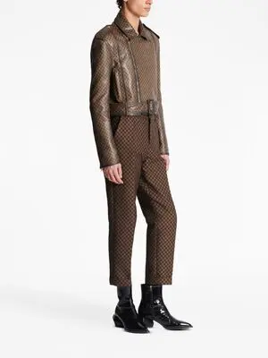 Balmain Logo-embossed Leather Jacket