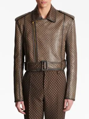 Balmain Logo-embossed Leather Jacket