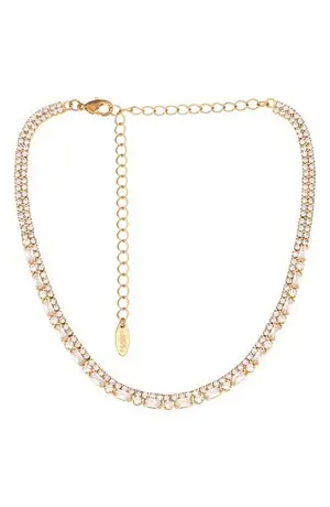 Ettika Mixed Crystal & Zirconia Tennis Choker - Gold