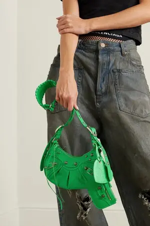 Balenciaga Le Cagole Xs Crinkled-leather Shoulder Bag - Green