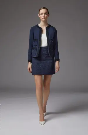 LK BENNETT Charlee Tweed Jacket - Navy