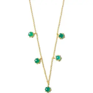 Argento Vivo Green Onyx Charm Necklace - Gold