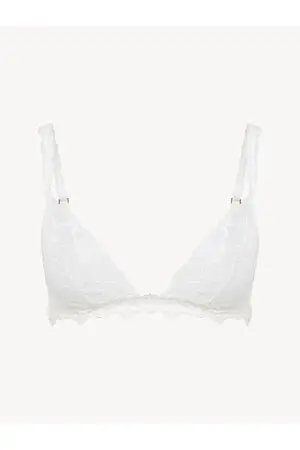 La Perla Soft Triangle Bra In Off With Leavers Lace