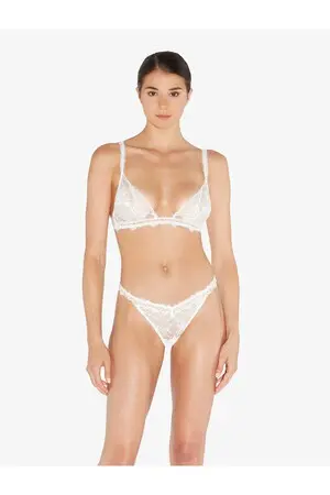 La Perla Soft Triangle Bra In Off With Leavers Lace