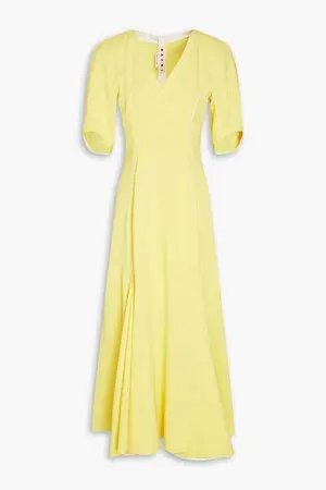 Marni Marni Pleated Stretch-Crepe Midi Dress - Yellow