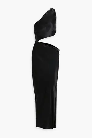 NICHOLAS Oneshoulder Cutout Silksatin Maxi Dress - Black