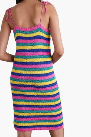 ROSE CARMINE Metallic Crocheted Mini Dress