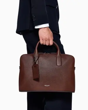 Giorgio Armani Pebbled Leather Briefcase