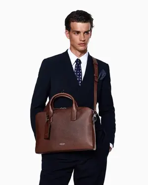 Giorgio Armani Pebbled Leather Briefcase