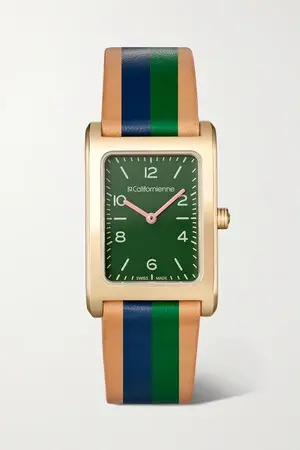 LACALIFORNIENNE Daybreak 24mm -plated Striped Leather Watch - Gold