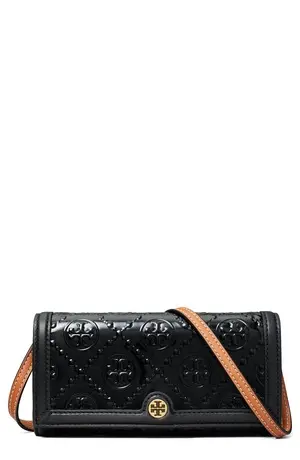 Tory Burch Monogram Logo Patent Leather Crossbody Wallet