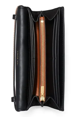 Tory Burch Monogram Logo Patent Leather Crossbody Wallet