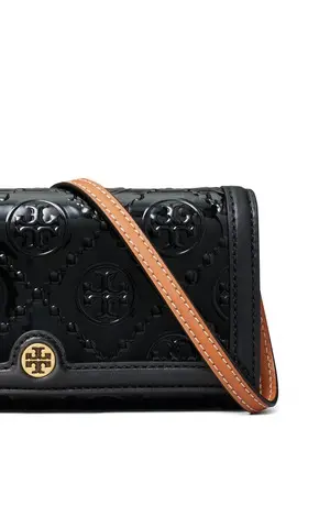 Tory Burch Monogram Logo Patent Leather Crossbody Wallet