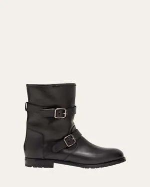 Manolo Blahnik Sulaltra Leather Biker Booties