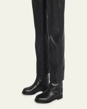 Manolo Blahnik Sulaltra Leather Biker Booties