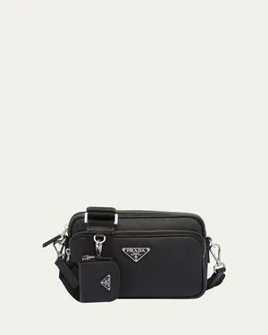 Prada Prada Saffiano Leather Crossbody Bag With Pouch F0002 Nero