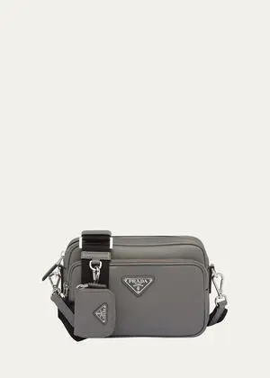 Prada Prada Saffiano Leather Crossbody Bag With Pouch F03hh Marmo N