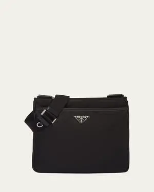 Prada Prada Nylon And Saffiano Leather Crossbody Bag Nero