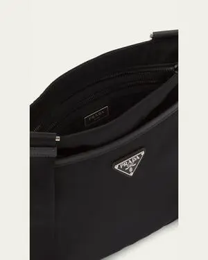 Prada Nylon And Saffiano Leather Crossbody Bag - Nero