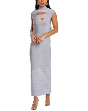 Herve Leger Icon Cap Sleeve Cutout Gown - Grey
