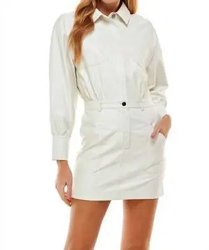 TCEC Tcec Vegan Leather Mini Dress - White