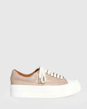 BELLE & BLOOM Just A Dream Croc Leather Sneaker Blush Pink