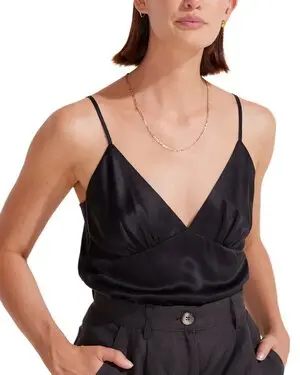 AUGUSTE Cleopatra Silk Slip Cami - Black