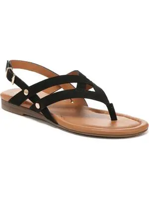 Franco Sarto Gretchen Womens Adjustable Strappy Flat Sandals - Black