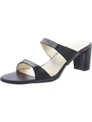 Naturalizer Venus 2 Womens Leather Rhinestone Mule Sandals - Black