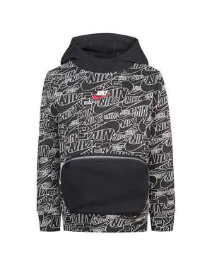 Nike All Over Logo Print Hoodie - Black