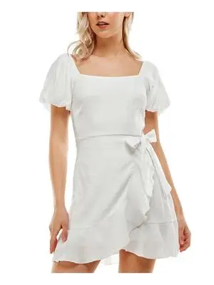 TRIXXI Trixxi Side Tie Mini Wrap Dress - White