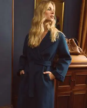 BELLE & BLOOM Stay Wild Oversized Wool Coat Dark Teal Blue